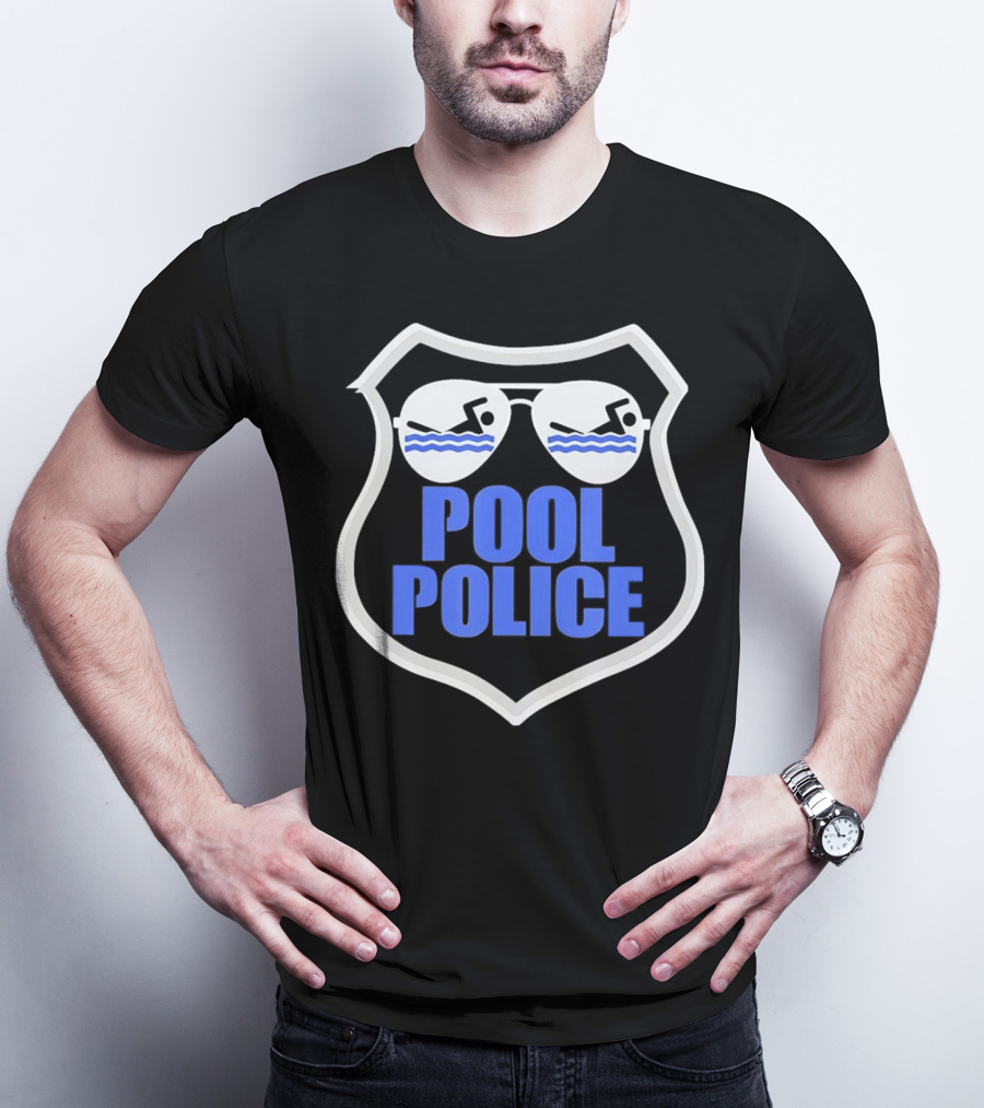 Pool Police Badge With Sunglasses Swimmers T-Shirt