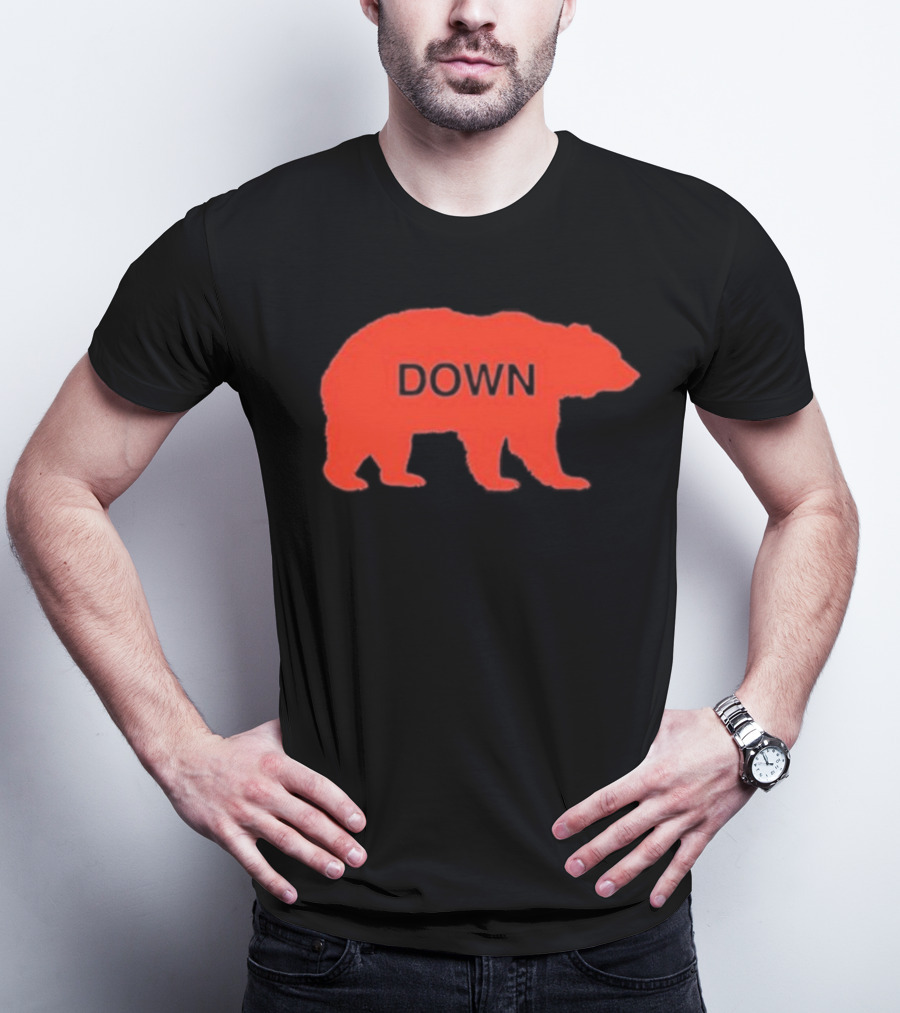 Walking Bear Down Red Bear Silhouette With Text DOWN T-Shirt