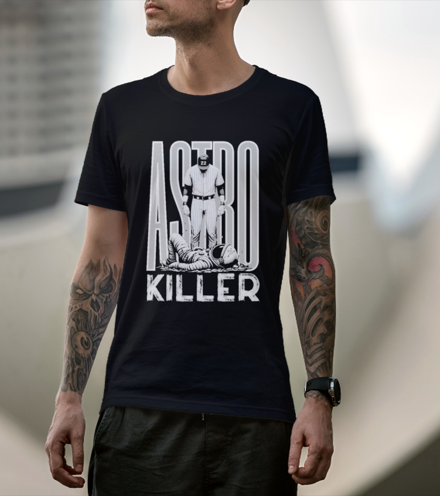 Astro Killer Yankees Player Standing Over Fallen Astronaut T-Shirt