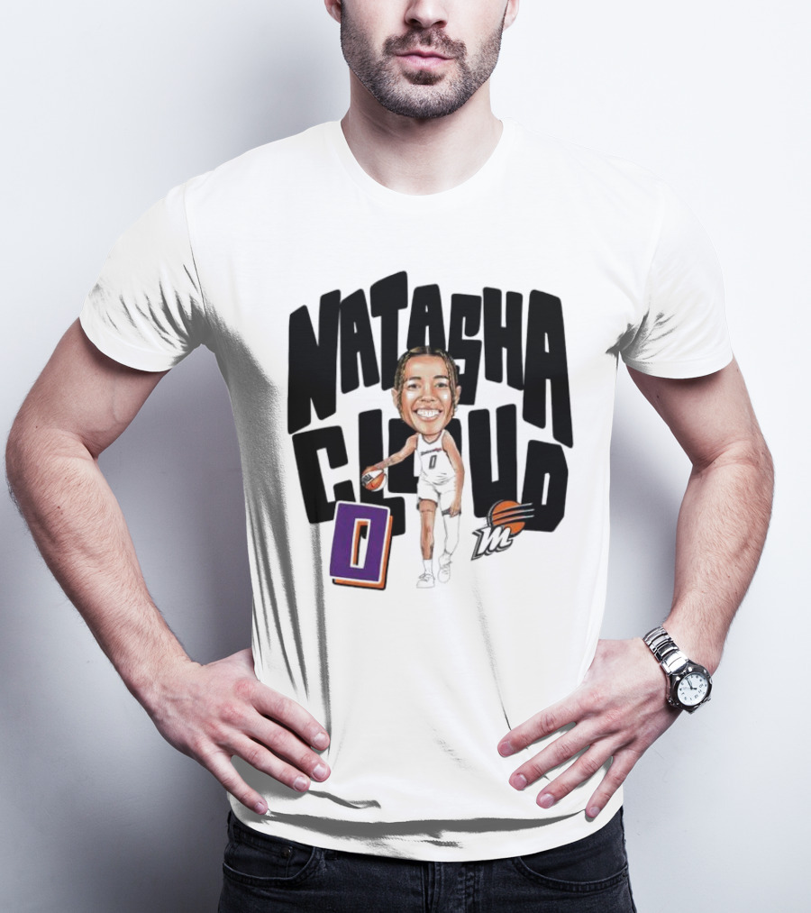 Natasha Cloud Phoenix Mercury Basketball Caricature With Orange Ball And Stylized Text T-Shirt