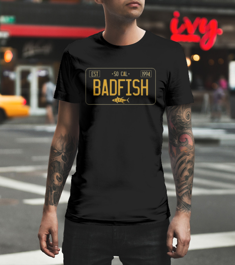 Est 1994 So Cal Badfish License Plate T-Shirt