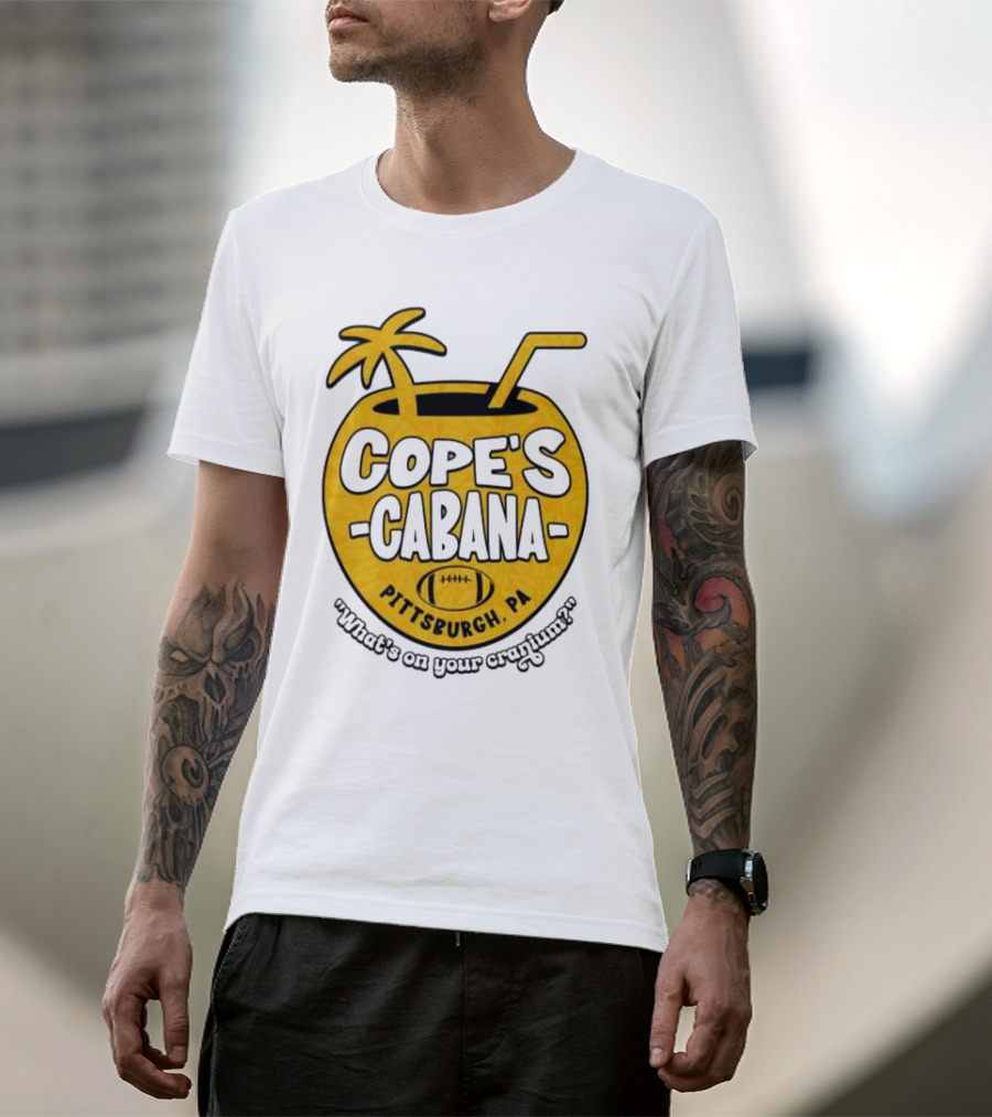 Cope's Cabana Pittsburgh PA What's On Your Cranium Football Coconut Palm T-Shirt