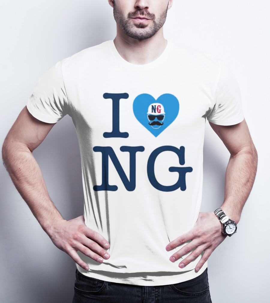 I Love NG Heart Icon With Mustache And Cap T-Shirt