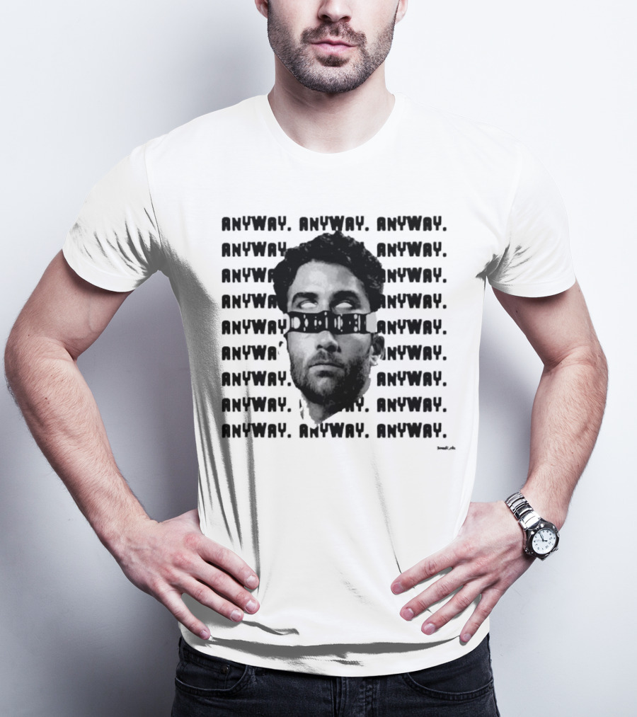 ANYWAY Black And White Portrait Repeated Text T-Shirt