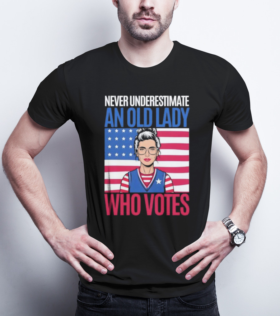 Never Underestimate An Old Lady Who Votes US Flag Iconic T-Shirt