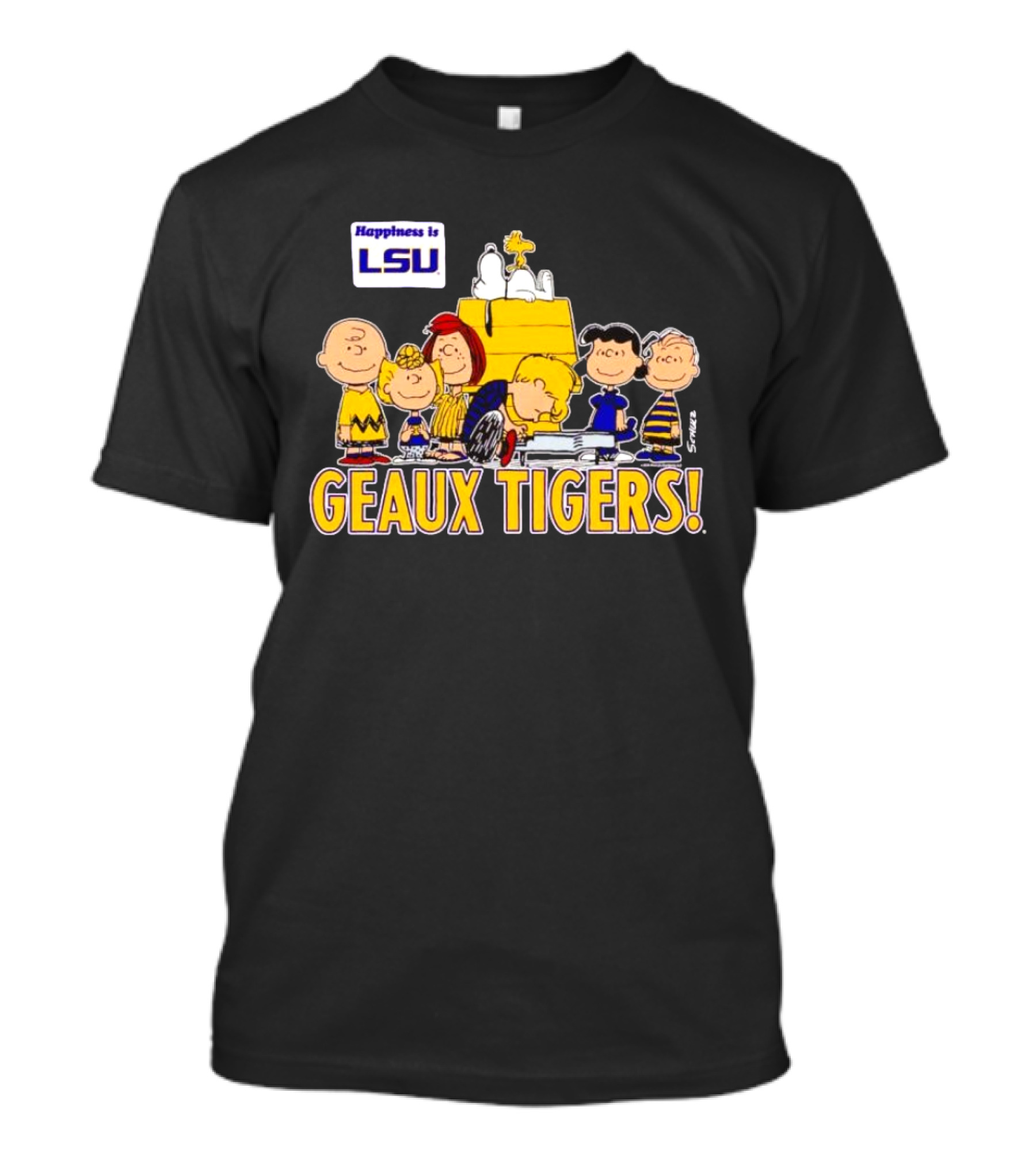 Happiness Is LSU Peanuts Characters Geaux Tigers T-Shirt