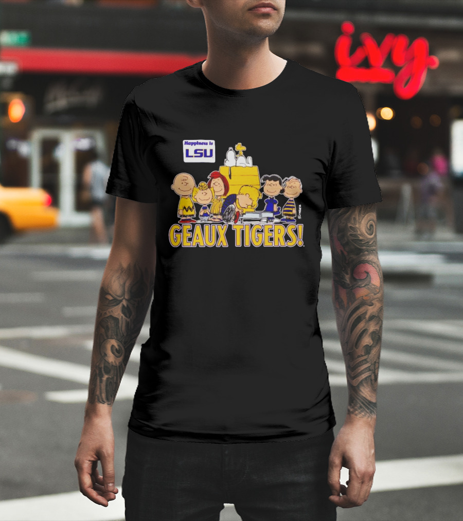 Happiness Is LSU Peanuts Characters Geaux Tigers T-Shirt