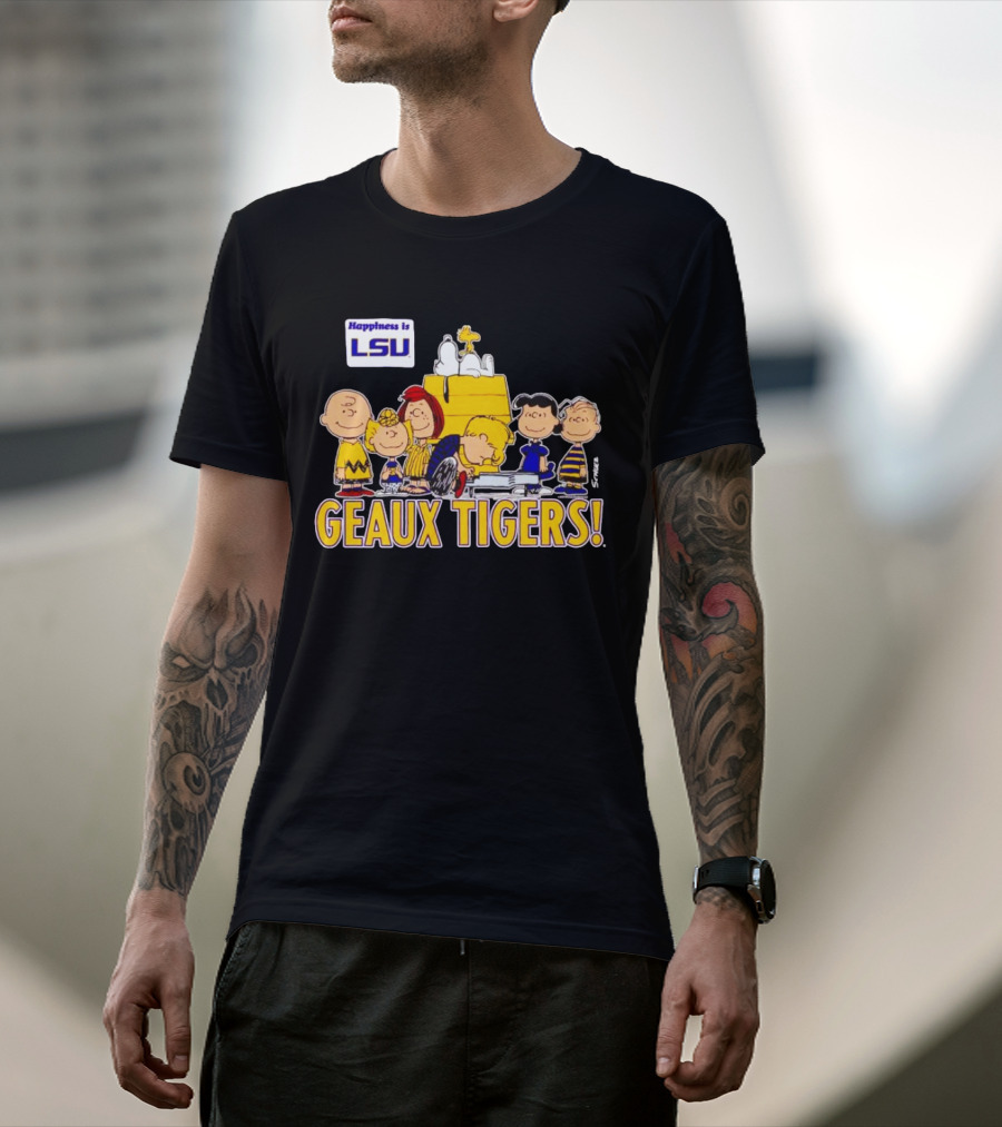 Happiness Is LSU Peanuts Characters Geaux Tigers T-Shirt
