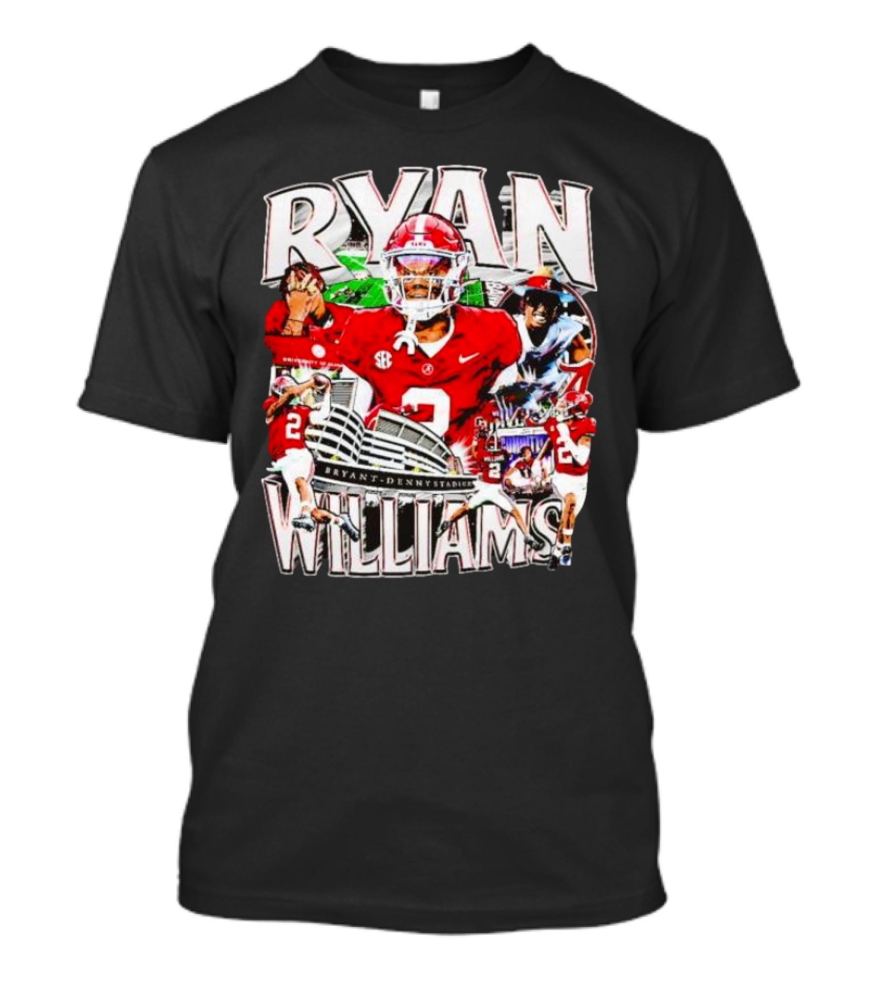 Ryan Williams Alabama Crimson Tide Bryant Denny Stadium Vintage Football Collage T-Shirt