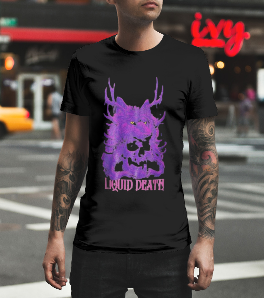 Liquid Death Purple Deathwolf Skull T-Shirt