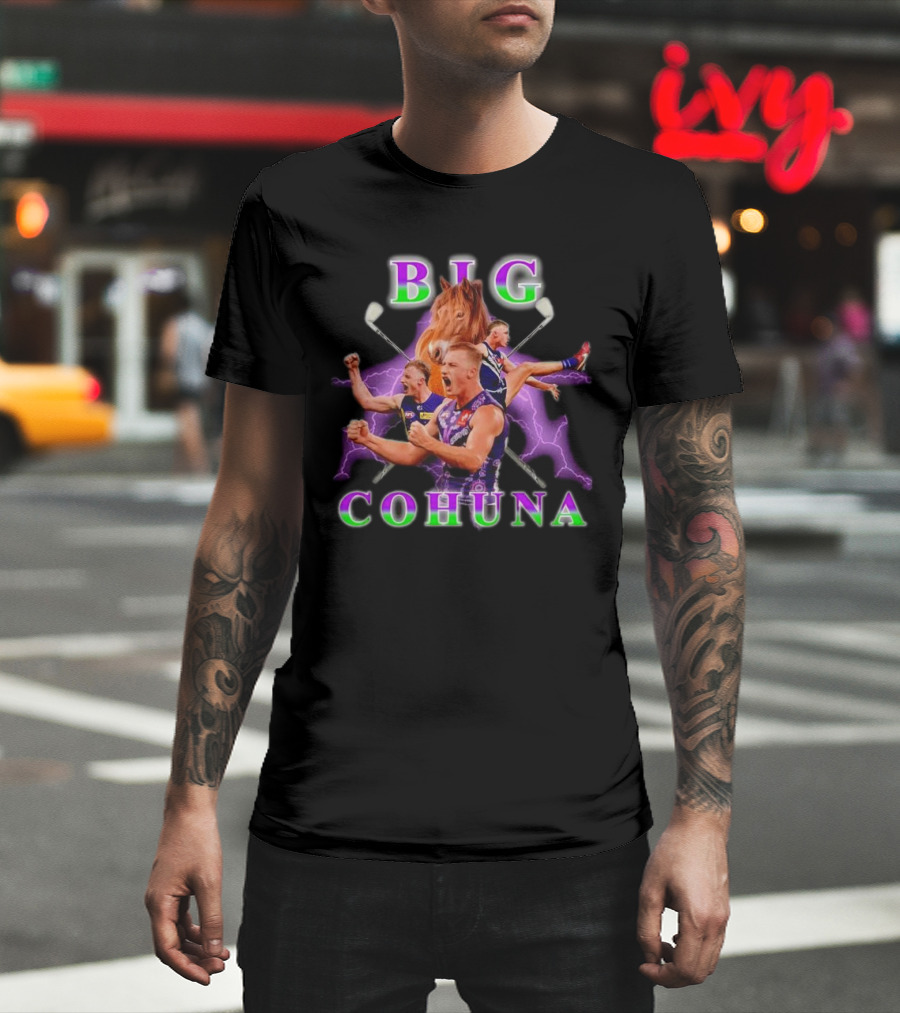 BIG COHUNA Horse Lightning Football T-Shirt