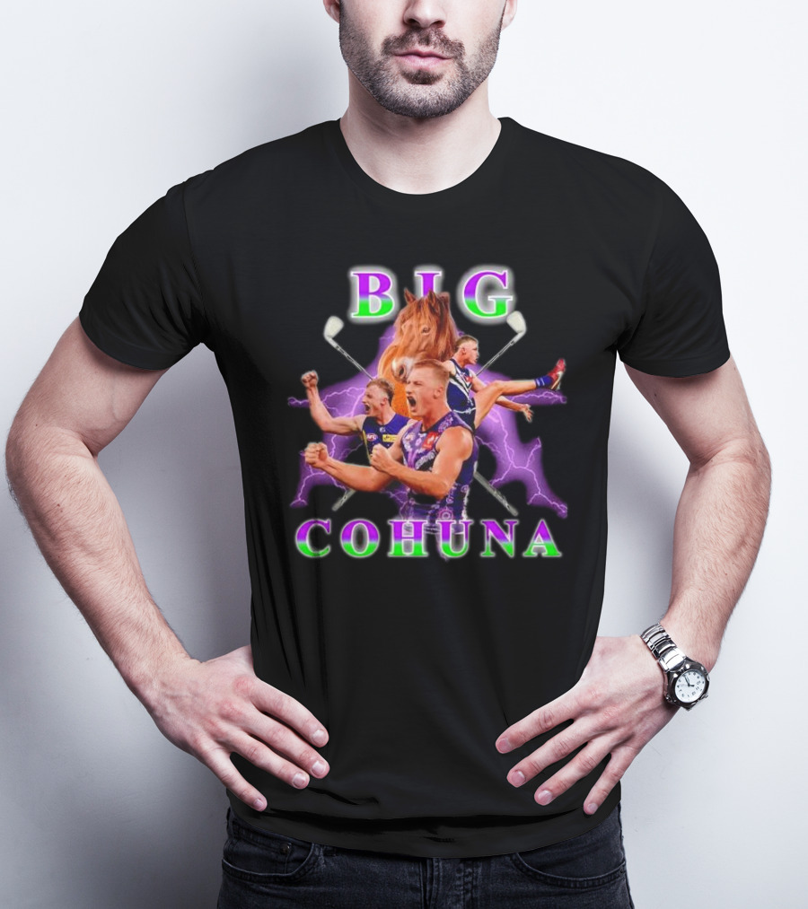 BIG COHUNA Horse Lightning Football T-Shirt