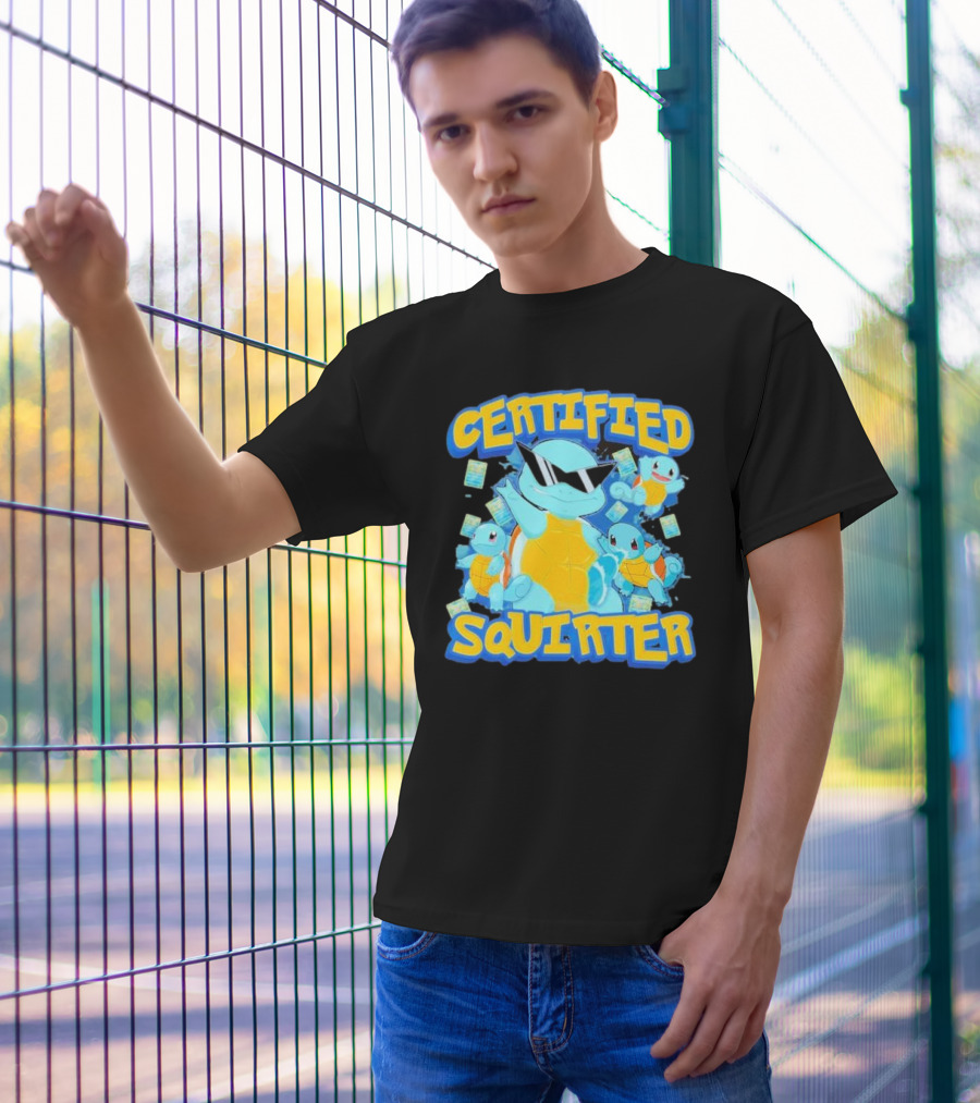 CERTIFIED SQUIRTER POKEMON SQUIRTLE PARTY WITH SUNGLASSES AND CARDS T-Shirt