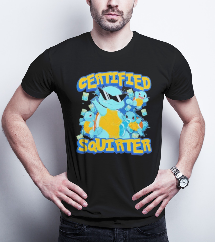 CERTIFIED SQUIRTER POKEMON SQUIRTLE PARTY WITH SUNGLASSES AND CARDS T-Shirt