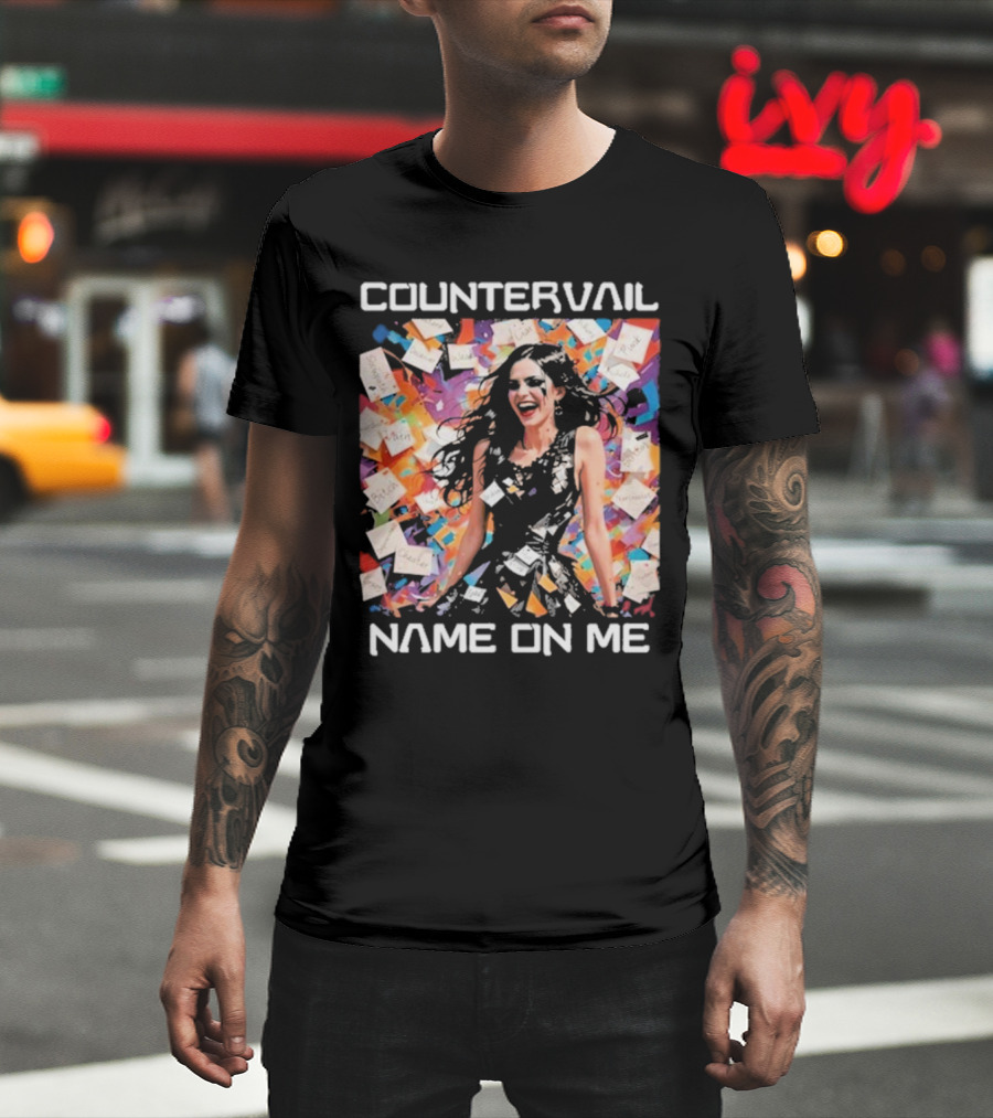 Countervail Name On Me Vibrant Collage Joyful Woman With Notes T-Shirt