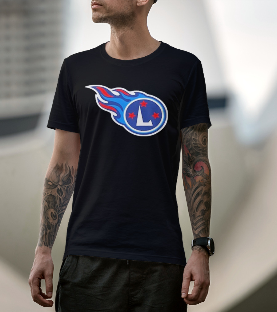 Funny Ahh Tees Tennessee Titans Fire L логотип T-Shirt