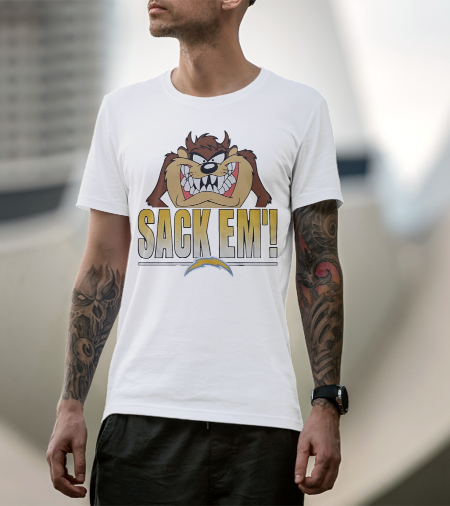 Looney Tunes Taz Sack 'Em Los Angeles Chargers T-Shirt