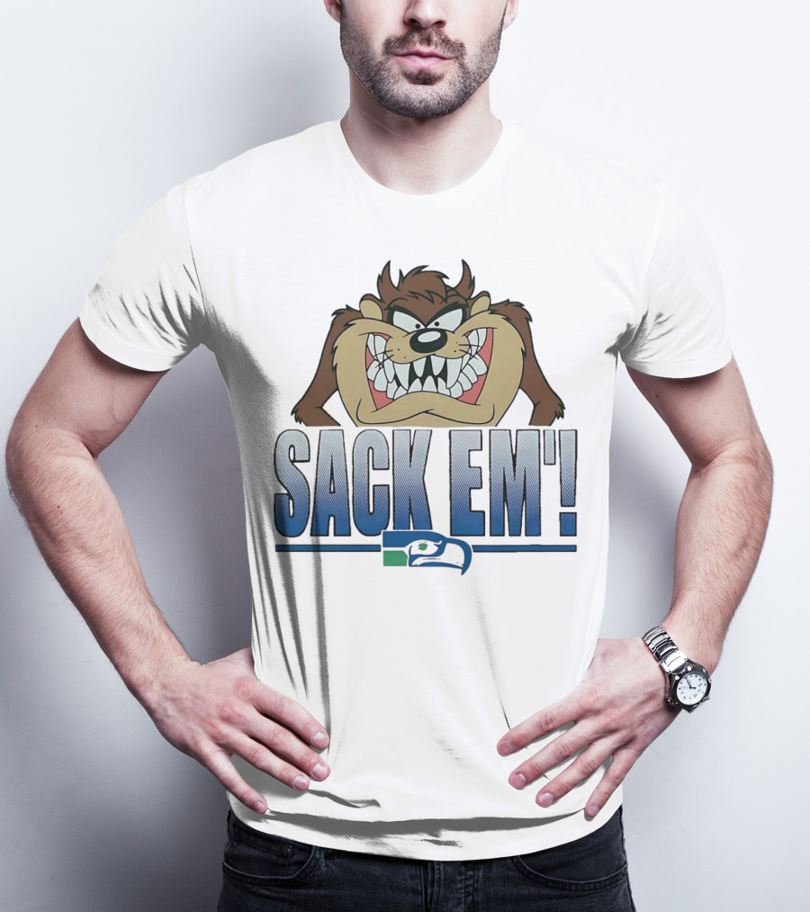Looney Tunes Taz Sack Em Seattle Seahawks T-Shirt