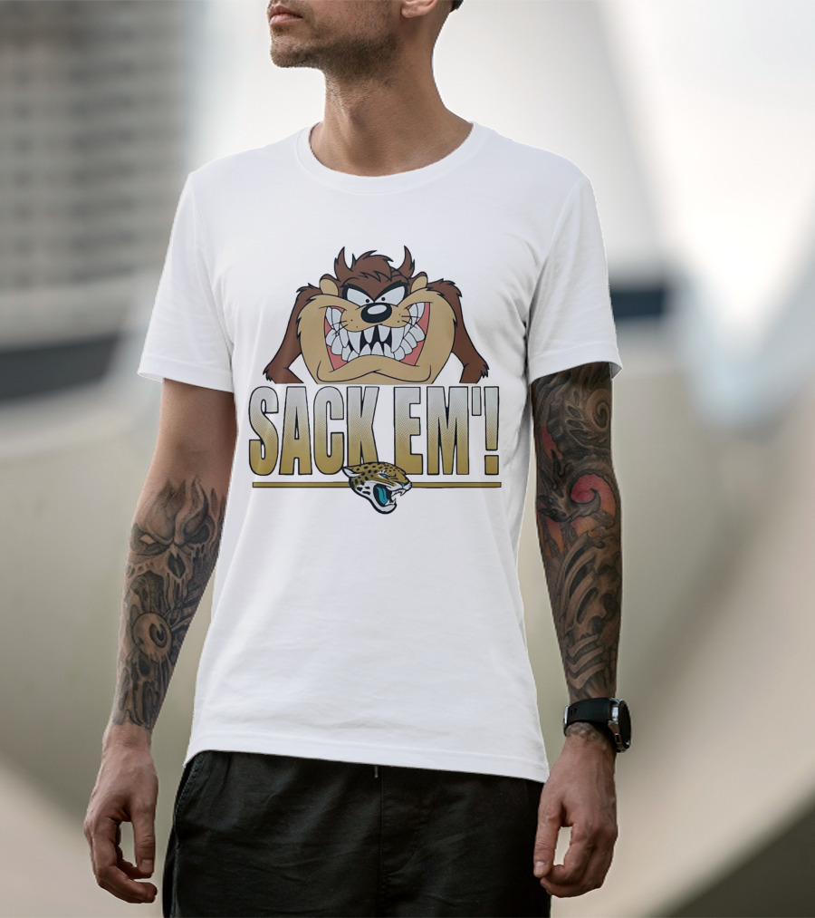 Looney Tunes Taz Sack Em Jacksonville Jaguars T-Shirt