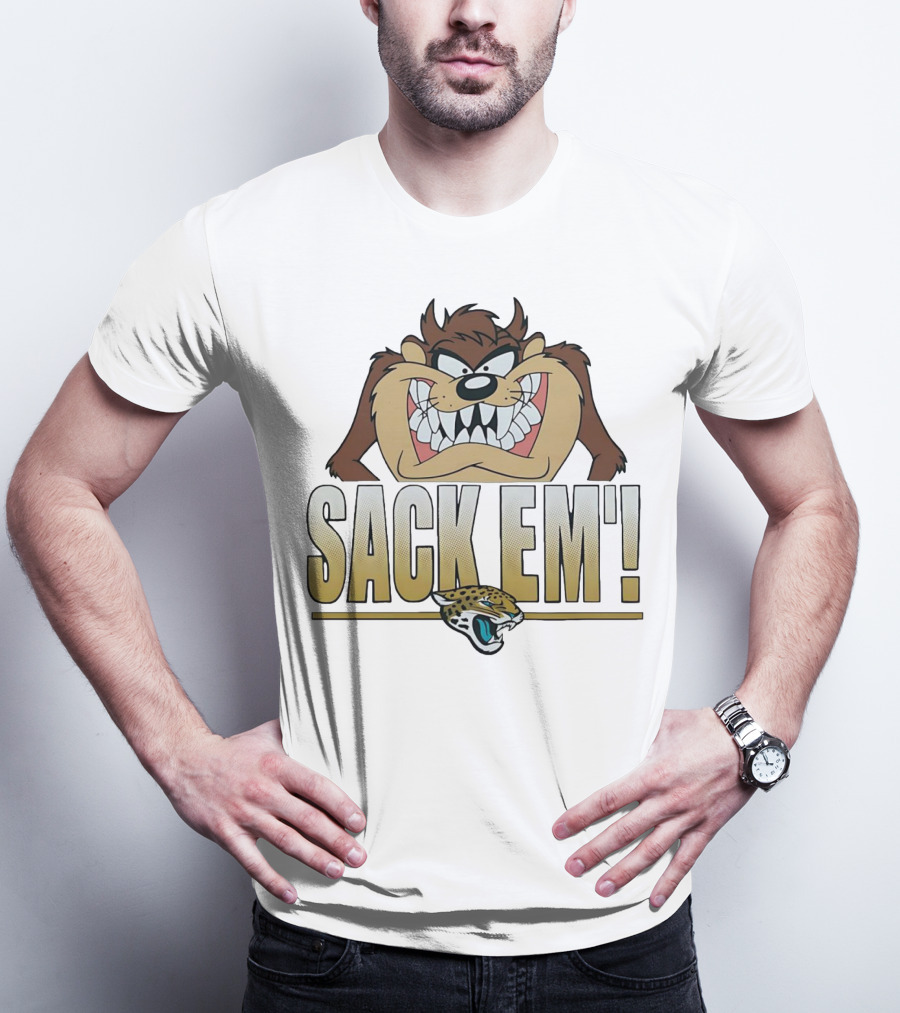 Looney Tunes Taz Sack Em Jacksonville Jaguars T-Shirt
