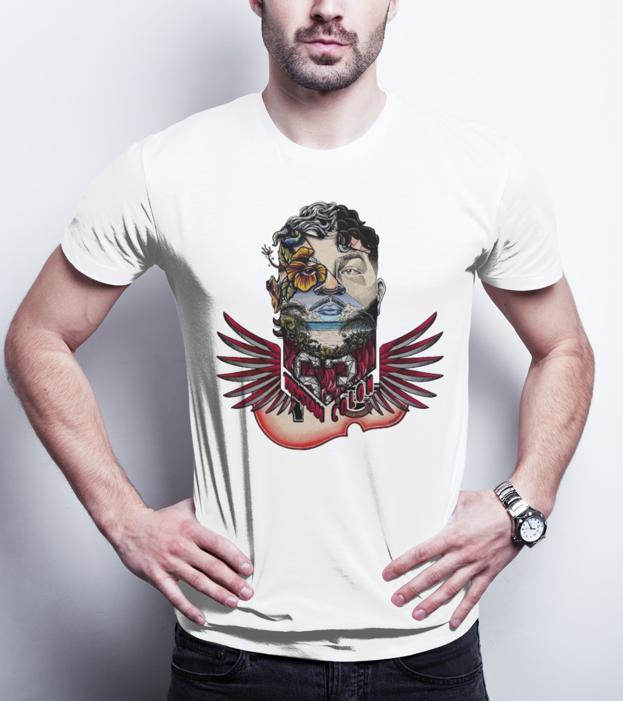 Trystan Colon Arizona Cardinals Herencia Latina Artful Portrait With Floral And Wing Elements T-Shirt