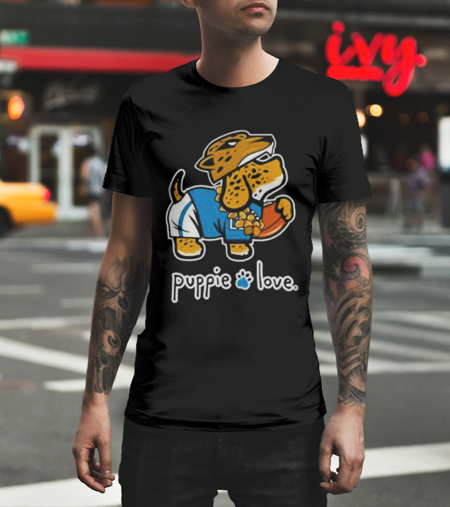 Jacksonville Jaguars Puppie Love Mascot Pup Football Fan T-Shirt