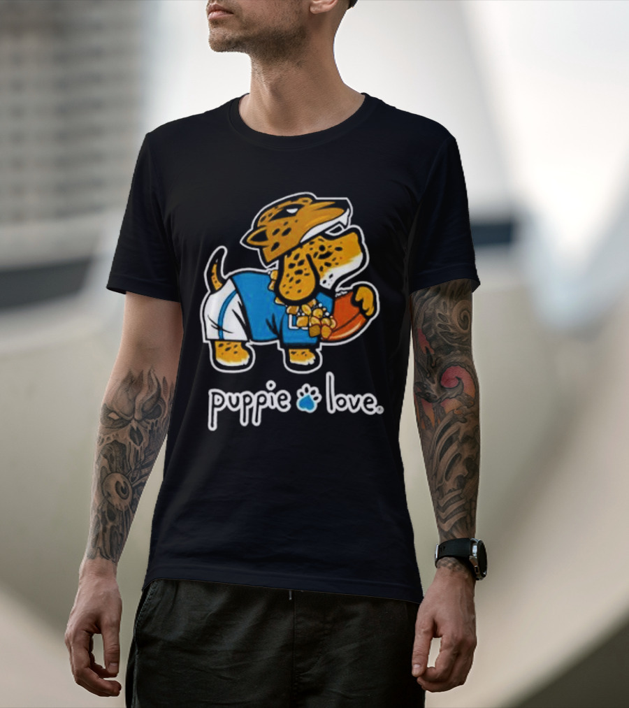 Jacksonville Jaguars Puppie Love Mascot Pup Football Fan T-Shirt
