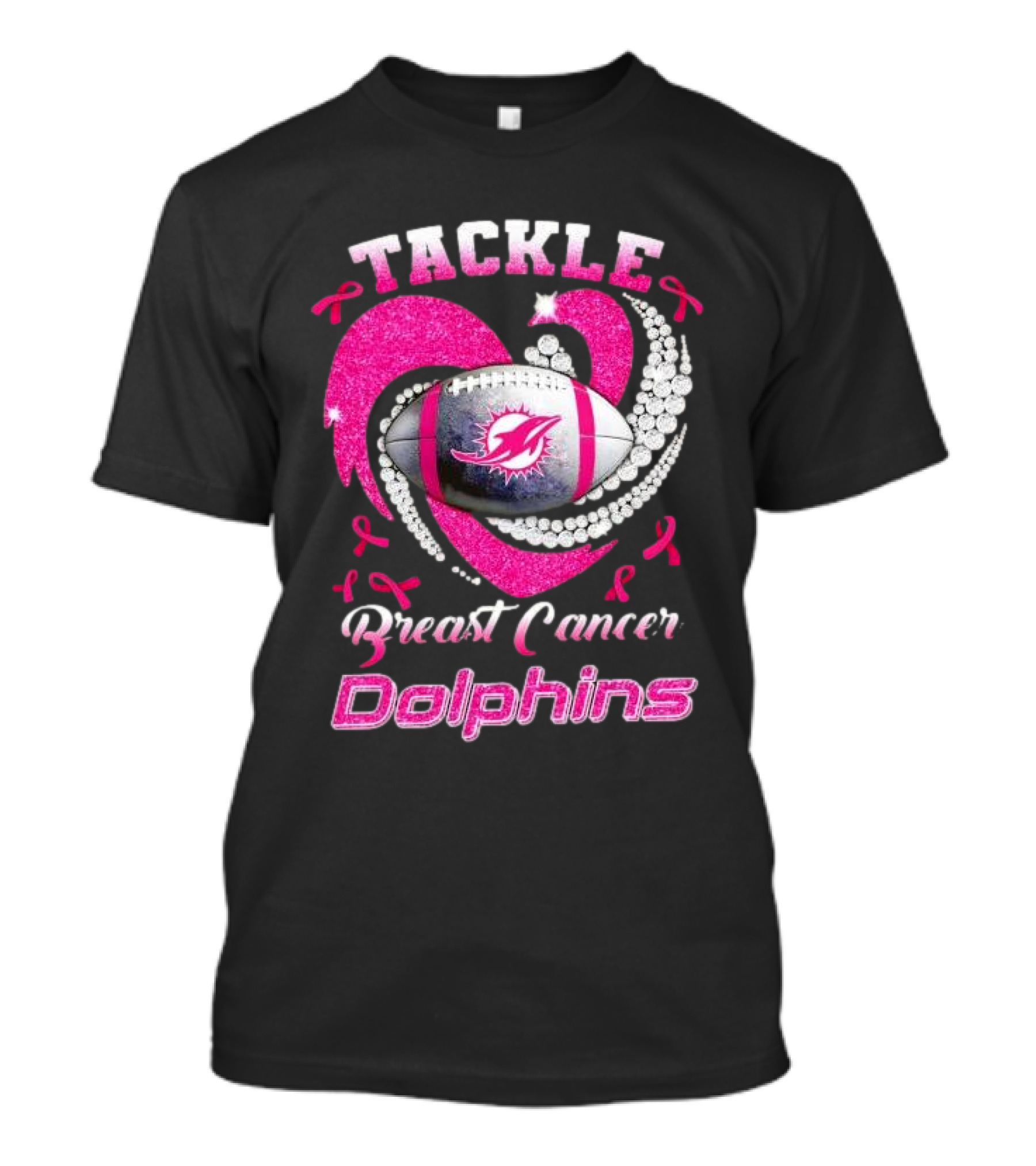 Tackle Breast Cancer Dolphins Football Awareness T-Shirt