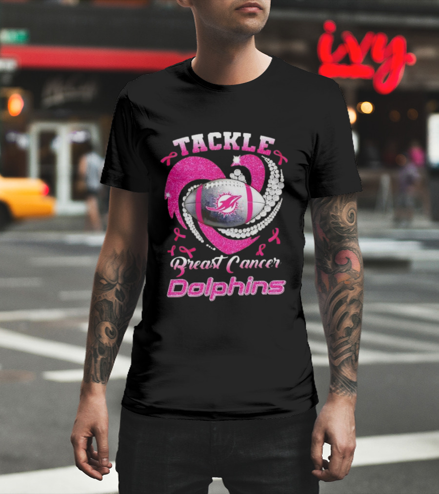 Tackle Breast Cancer Dolphins Football Awareness T-Shirt