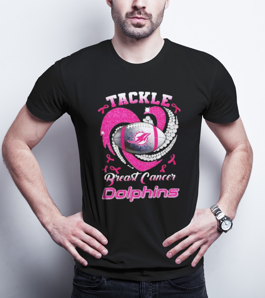 Tackle Breast Cancer Dolphins Football Awareness T-Shirt