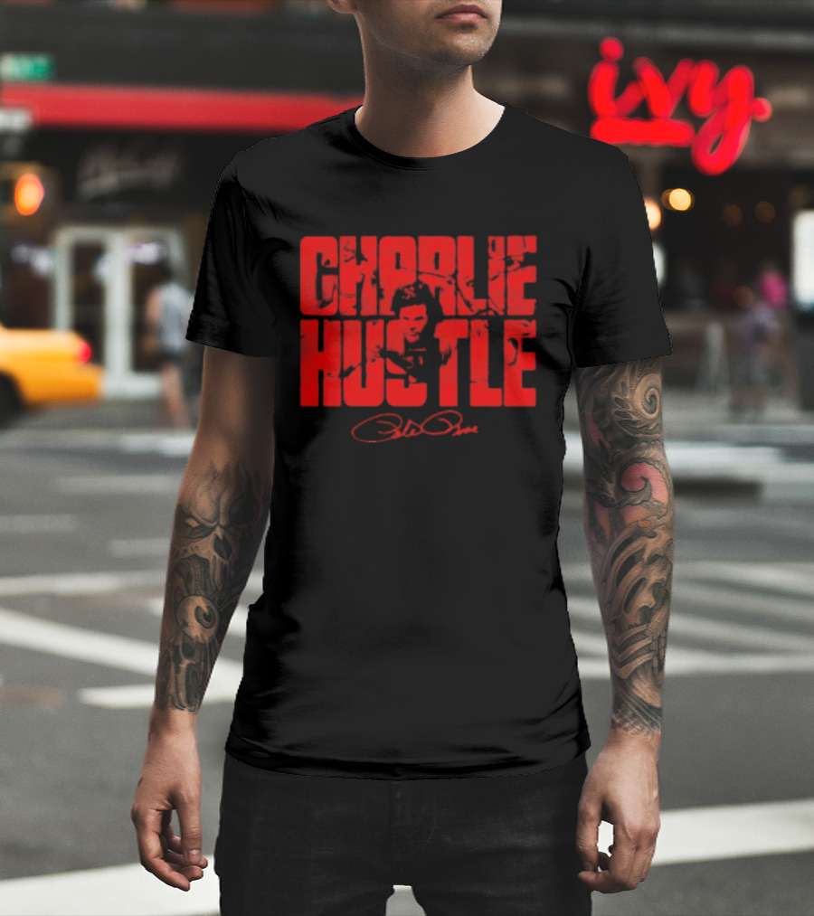 Charlie Hustle Cincinnati Reds Pete Rose Signature T-Shirt
