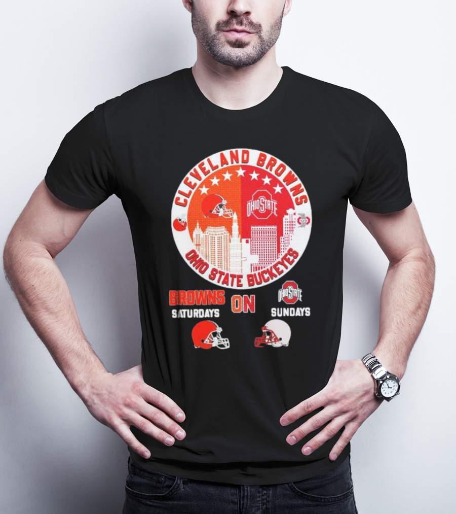 Cleveland Browns Ohio State Buckeyes Saturdays Sundays Circle City T-Shirt