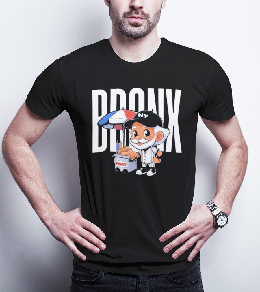 BRONX NY Dawgs Baseball Character Hot Dog Cart T-Shirt