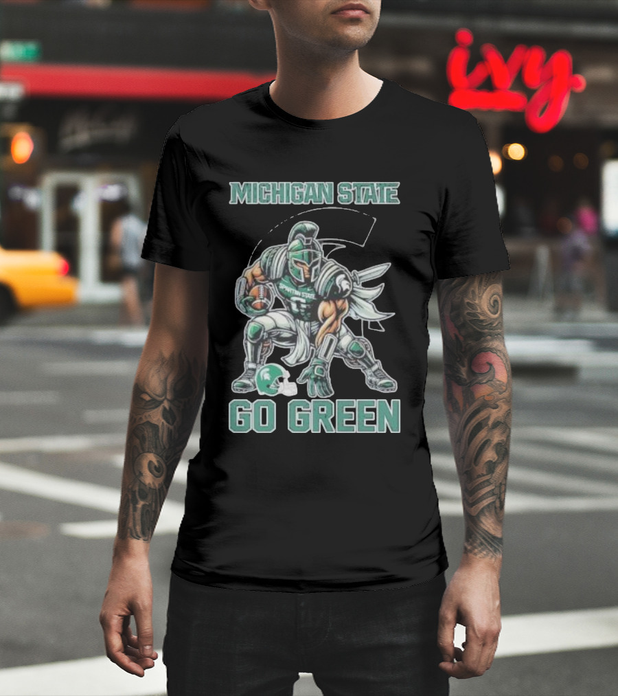 Michigan State Spartans Go Green Football Mascot T-Shirt