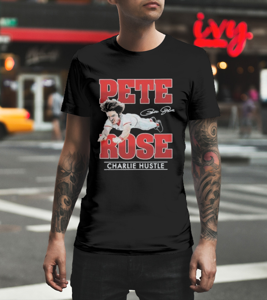Pete Rose Charlie Hustle Diving Player T-Shirt