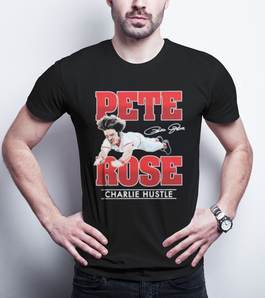 Pete Rose Charlie Hustle Diving Player T-Shirt