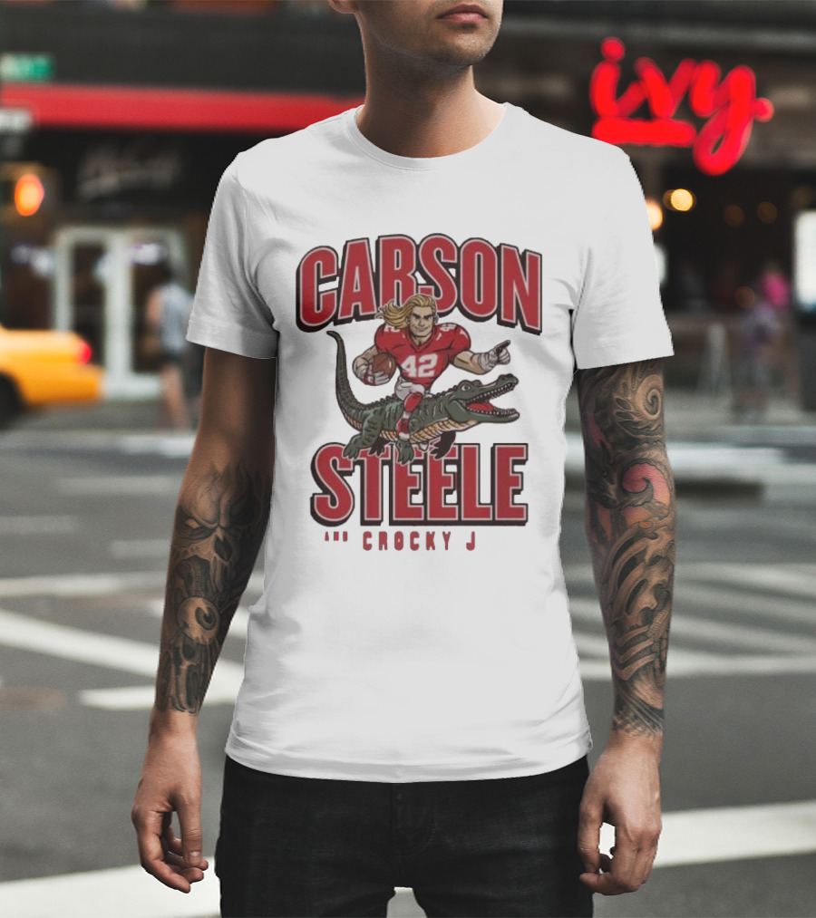 Carson Steele Riding Crocky J Football Kansas City Chiefs T-Shirt