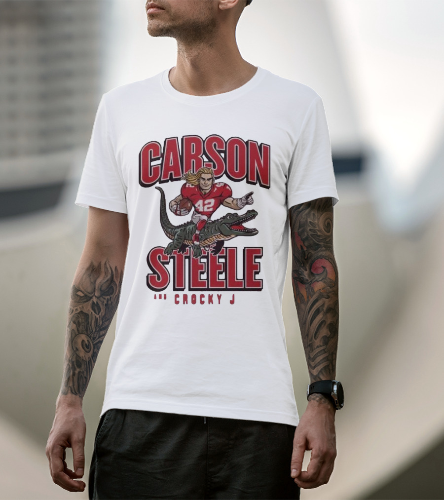 Carson Steele Riding Crocky J Football Kansas City Chiefs T-Shirt