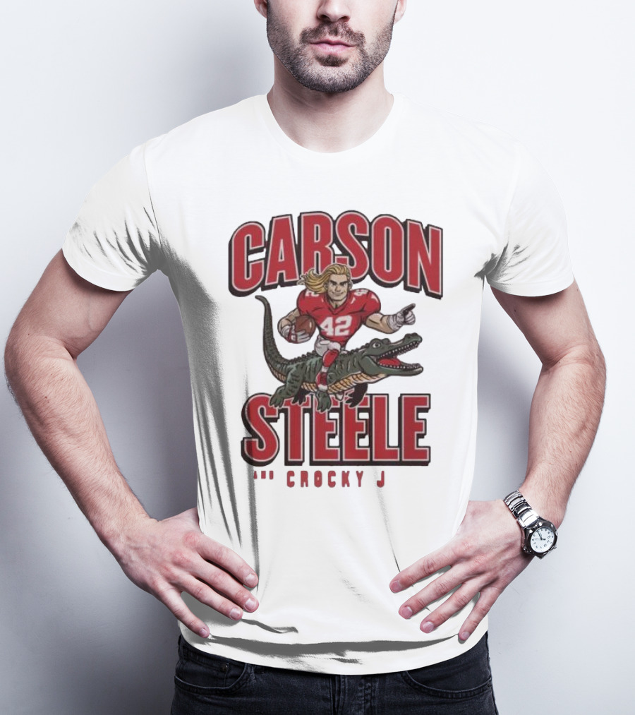 Carson Steele Riding Crocky J Football Kansas City Chiefs T-Shirt