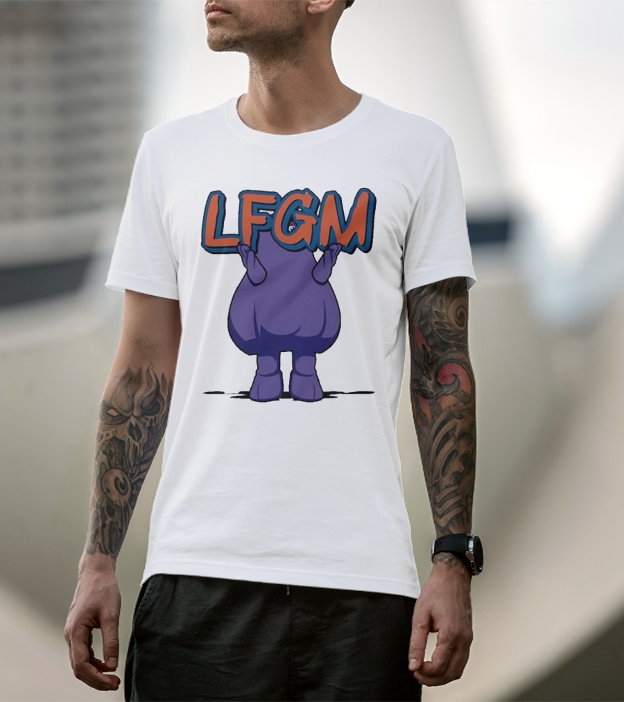Grimace LFGM New York Mets Character Holding Letters T-Shirt