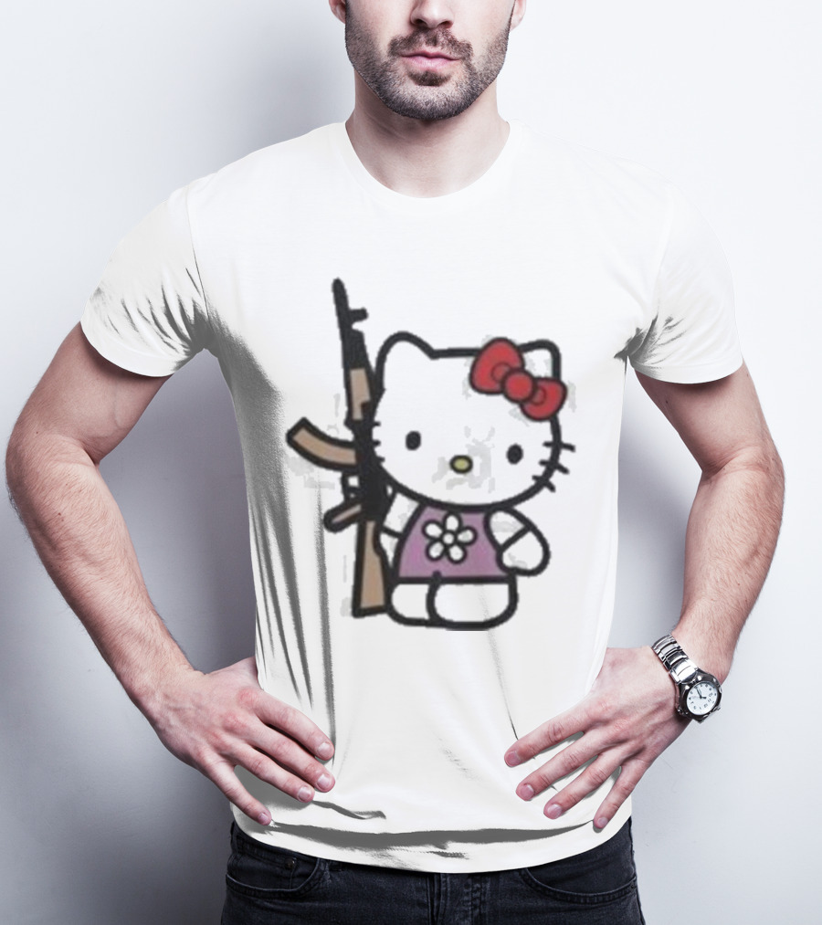 Hello Kitty Holding AK-47 Rifle T-Shirt