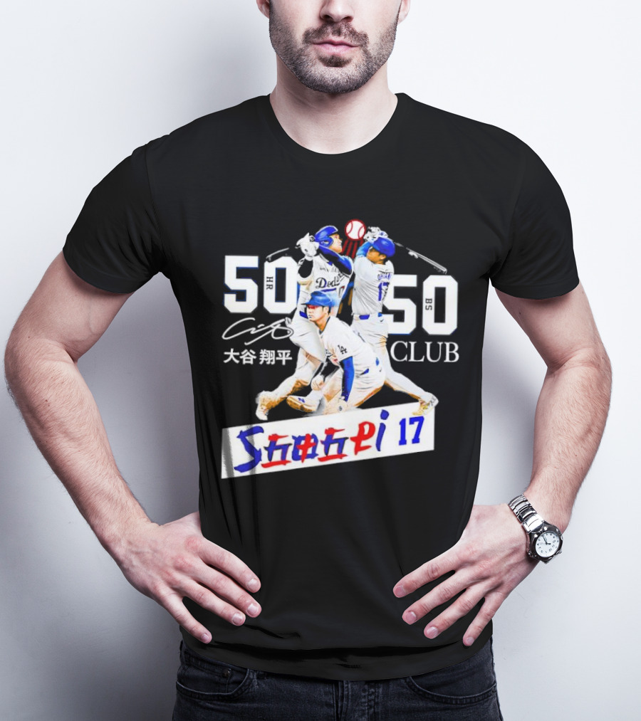 Shohei Ohtani 50 HR 50 SB Club Signature Dodgers 17 T-Shirt