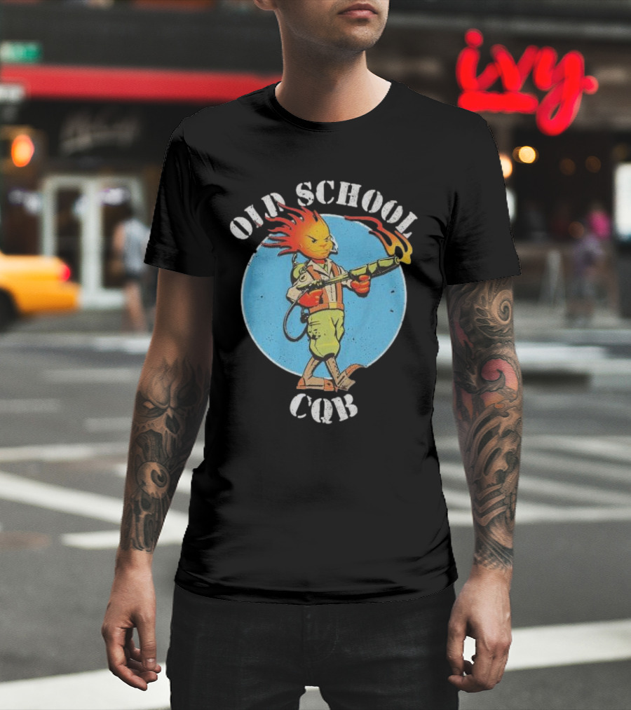 Old School CQB Flamethrower Cartoon Character T-Shirt