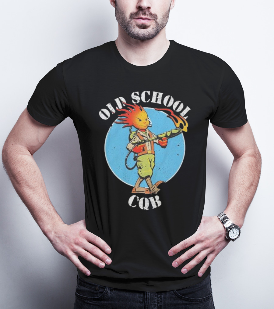 Old School CQB Flamethrower Cartoon Character T-Shirt