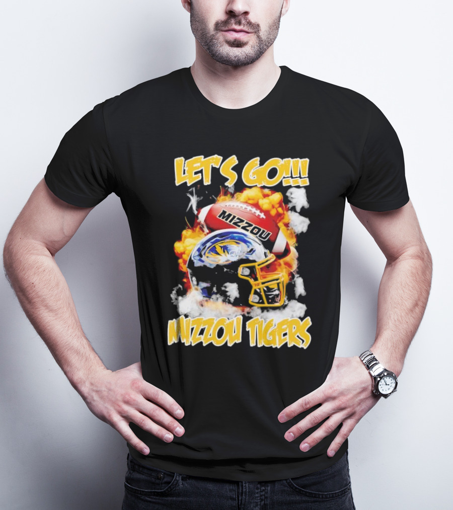 LET'S GO MIZZOU TIGERS FOOTBALL HELMET FIREBALL T-Shirt