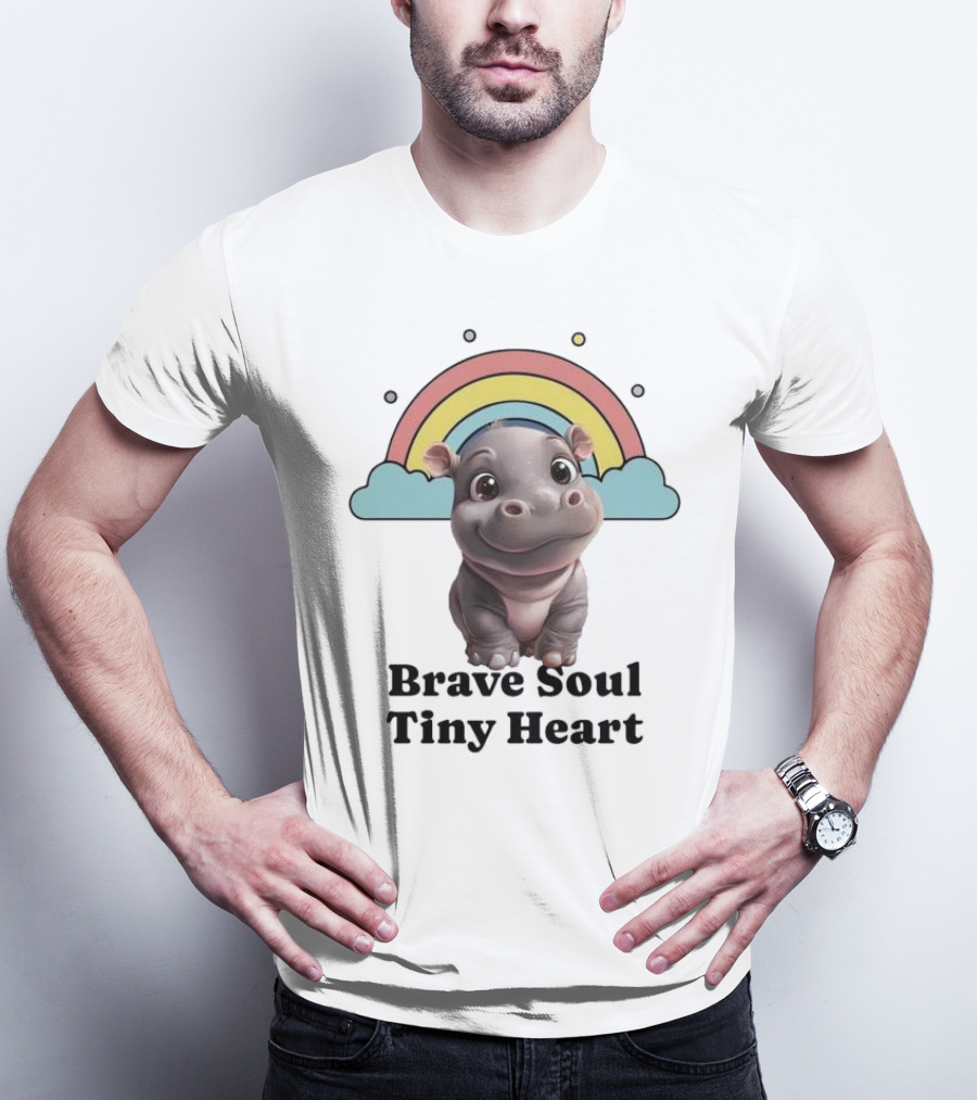 Brave Soul Tiny Heart Hippo With Rainbow T-Shirt