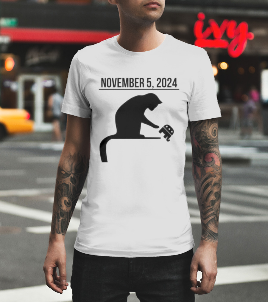 Cat Lady Knocking Republican Elephant November 5 T-Shirt