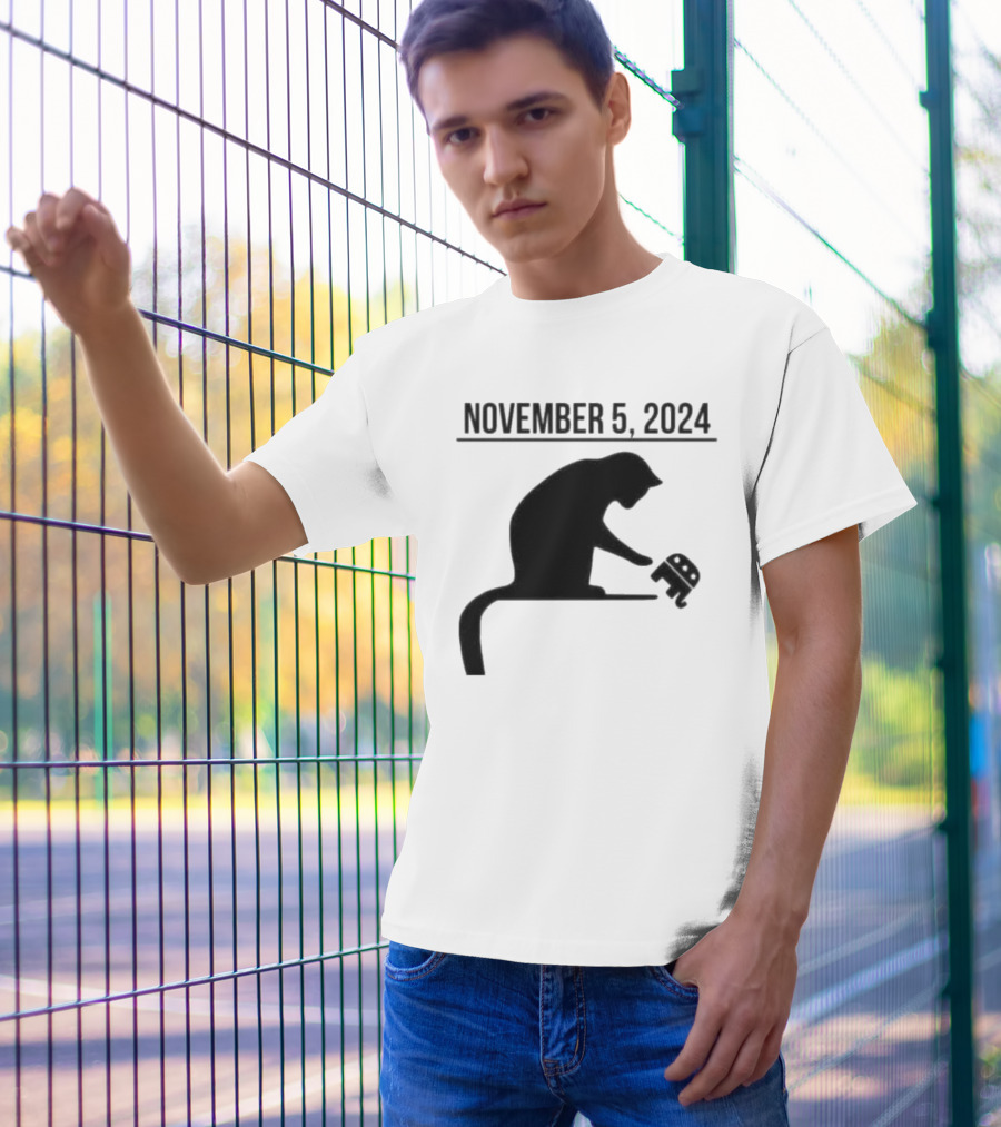 Cat Lady Knocking Republican Elephant November 5 T-Shirt