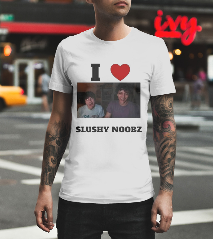 I Love Slushy Noobz Funny Duo Smiling Photo T-Shirt