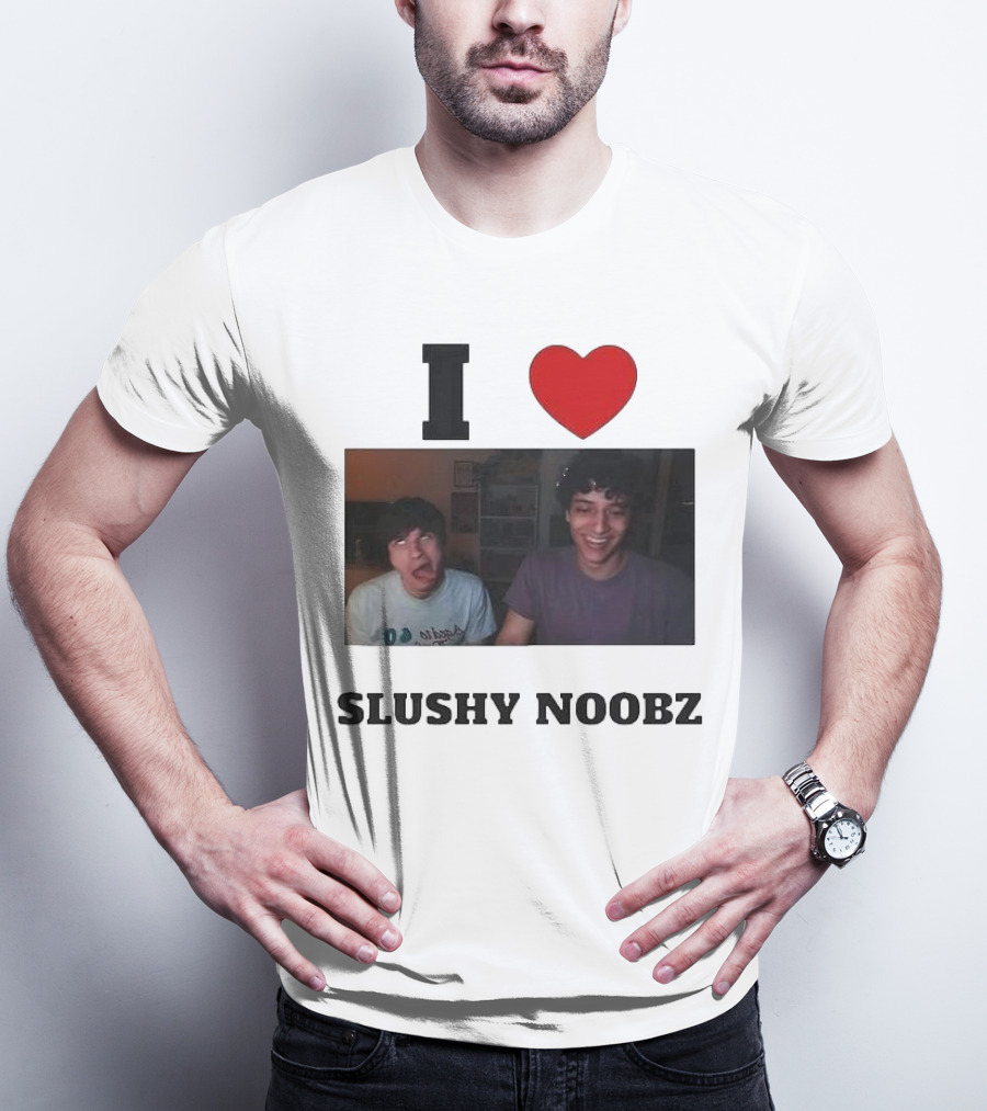 I Love Slushy Noobz Funny Duo Smiling Photo T-Shirt